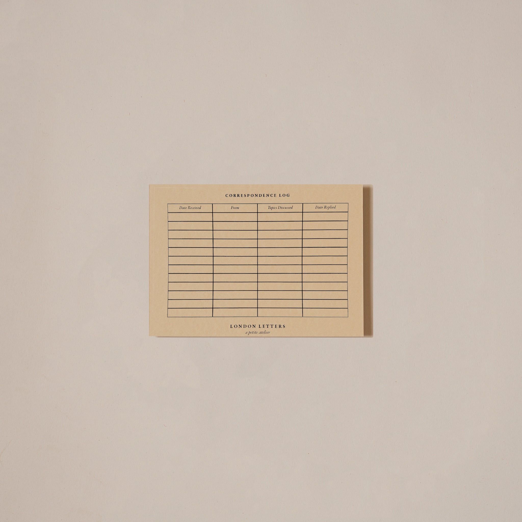 Correspondence Log – London Letters